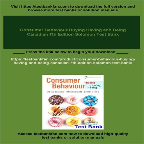 Consumer Behaviour Buying Having and Being Canadian 7th Edition Solomon ...