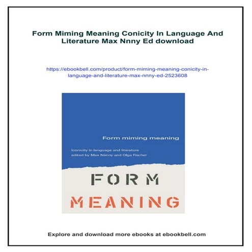Form Miming Meaning Conicity In Language And Literature Max Nnny Ed | PDF