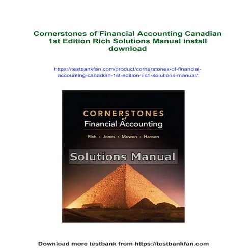 Cornerstones of Financial Accounting Canadian 1st Edition Rich ...