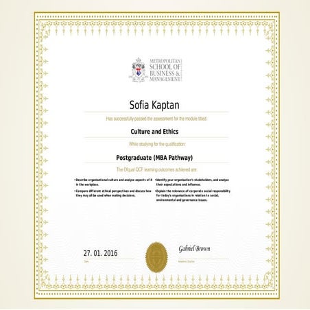 Culture & eathics certificate (1) | PPT
