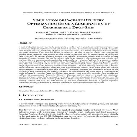 SIMULATION OF PACKAGE DELIVERY OPTIMIZATION USING A COMBINATION OF ...