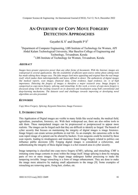 An Overview Of Copy Move Forgery Detection Approaches Pdf