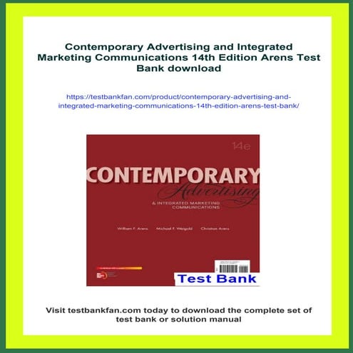 Contemporary Advertising and Integrated Marketing Communications 14th ...