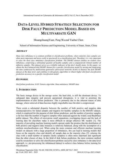 Data Level Hybrid Strategy Selection For Disk Fault Prediction Model 6304