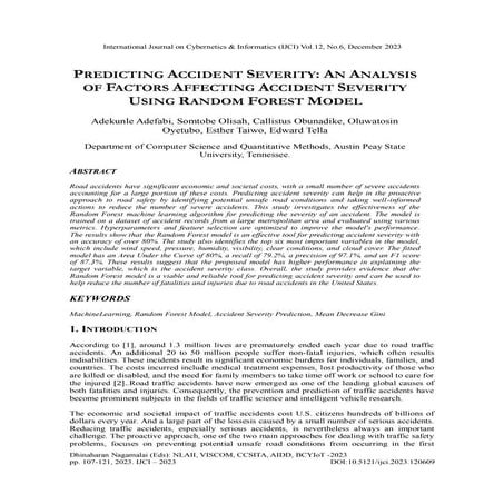 Predicting Accident Severity An Analysis Of Factors Affecting Accident Severity Using Random