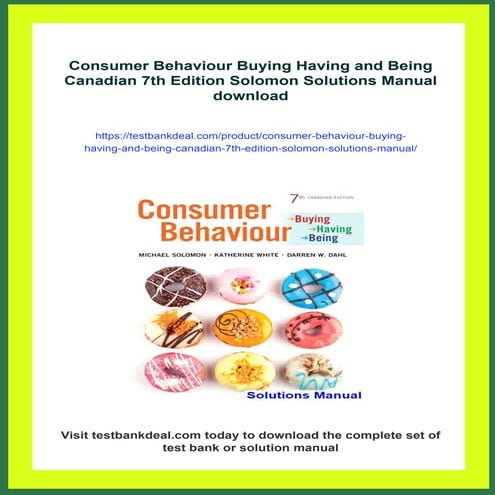 Consumer Behaviour Buying Having and Being Canadian 7th Edition Solomon ...
