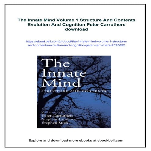 The Innate Mind Volume 1 Structure And Contents Evolution And Cognition ...