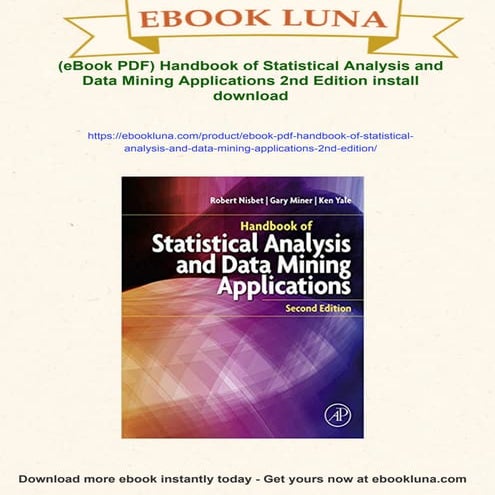 (eBook PDF) Handbook of Statistical Analysis and Data Mining Applications 2nd Edition | PDF