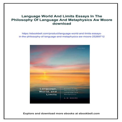 Language World And Limits Essays In The Philosophy Of Language And ...