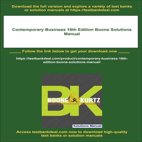 Contemporary Business 16th Edition Boone Solutions Manual | PDF