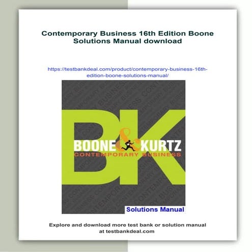 Contemporary Business 16th Edition Boone Solutions Manual | PDF