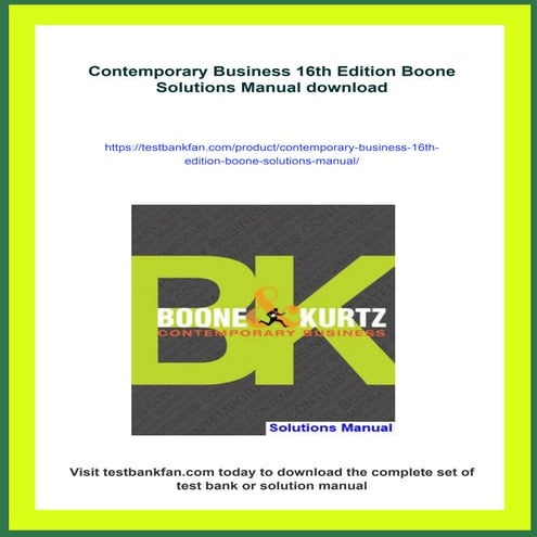Contemporary Business 16th Edition Boone Solutions Manual | PDF