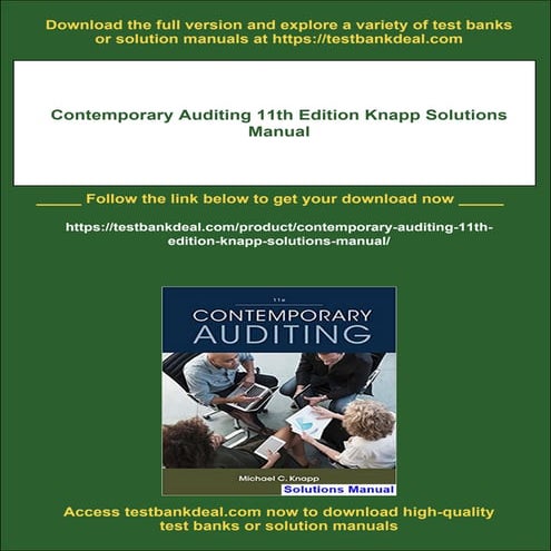 Contemporary Auditing 11th Edition Knapp Solutions Manual | PDF