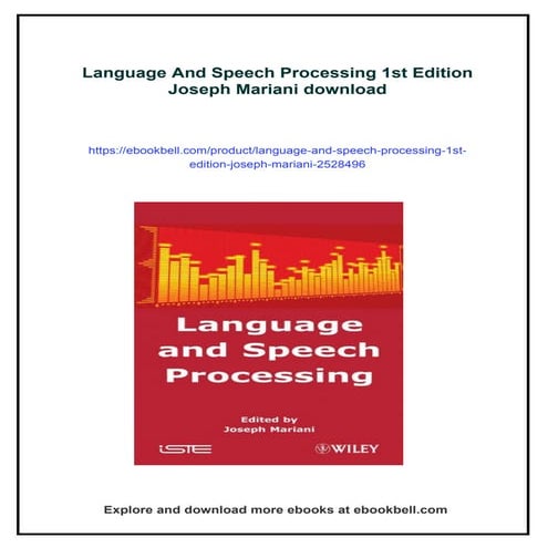 Language And Speech Processing 1st Edition Joseph Mariani | PDF