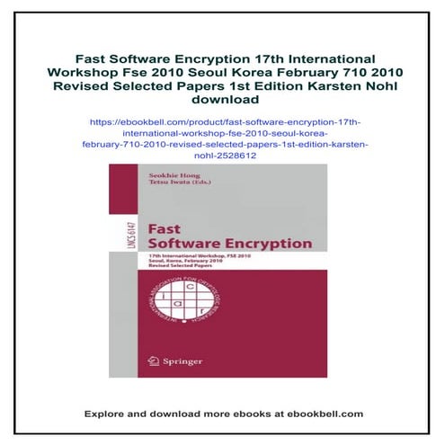 Fast Software Encryption 17th International Workshop Fse 2010 Seoul ...