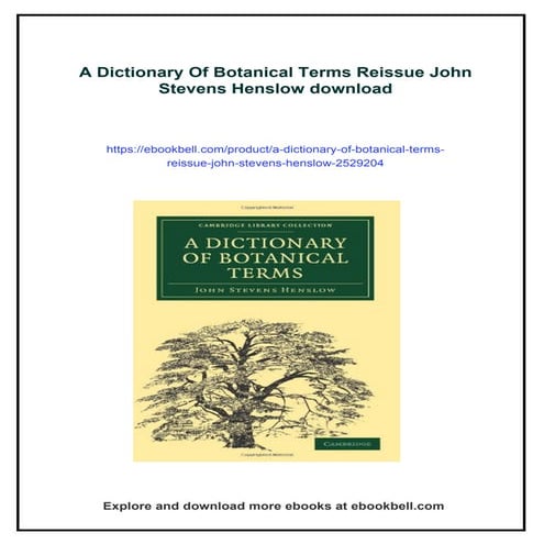 A Dictionary Of Botanical Terms Reissue John Stevens Henslow | PDF