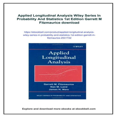 Applied Longitudinal Analysis Wiley Series In Probability And Statistics 1st Edition Garrett M ...