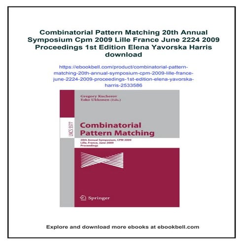 Combinatorial Pattern Matching 20th Annual Symposium Cpm 2009 Lille France June 2224 2009 ...