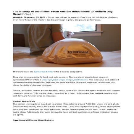 The History of the Pillow. From Ancient Innovations to Modern Day ...