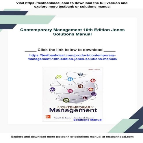 Contemporary Management 10th Edition Jones Solutions Manual | PDF