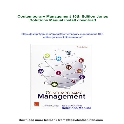 Contemporary Management 10th Edition Jones Solutions Manual | PDF
