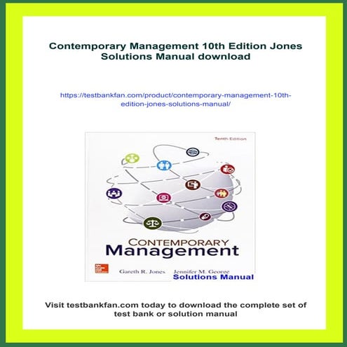 Contemporary Management 10th Edition Jones Solutions Manual | PDF