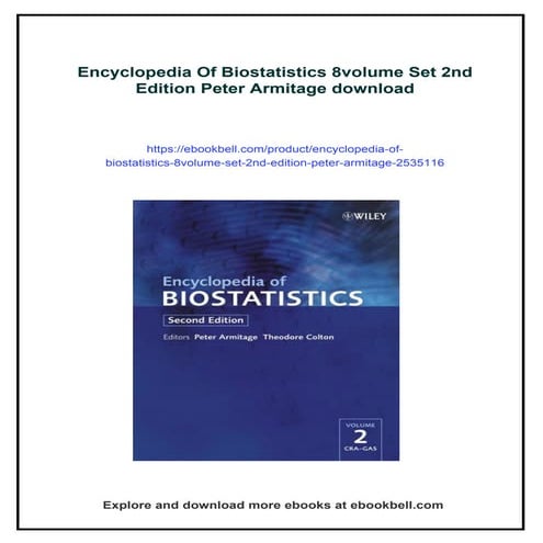 Encyclopedia Of Biostatistics 8volume Set 2nd Edition Peter Armitage | PDF