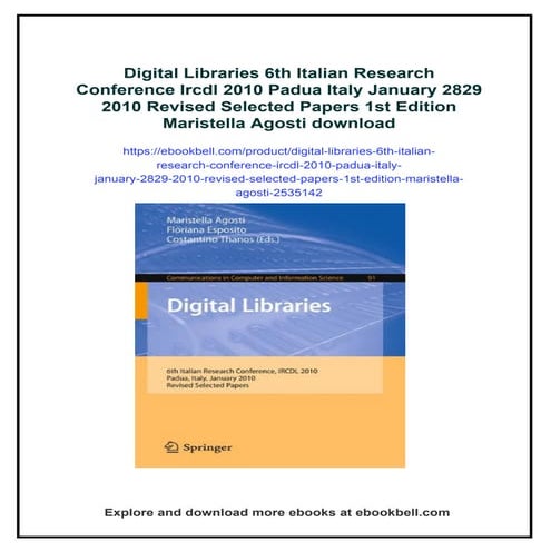 Digital Libraries 6th Italian Research Conference Ircdl 2010 Padua ...
