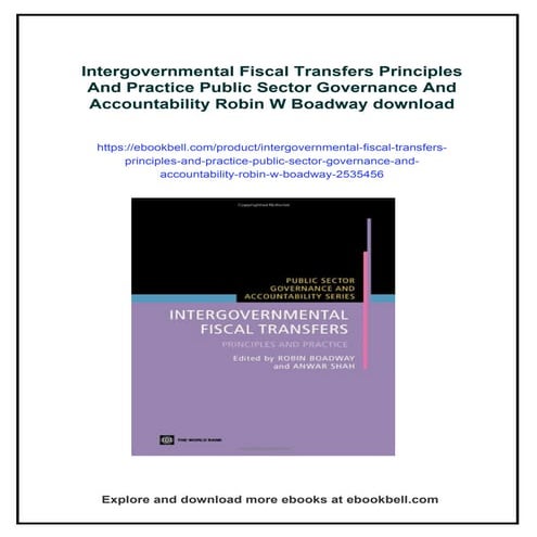 Intergovernmental Fiscal Transfers Principles And Practice Public ...