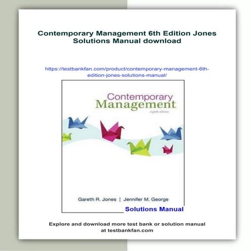 Contemporary Management 10th Edition Jones Test Bank | PDF