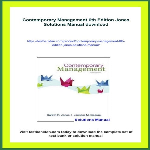 Contemporary Management 6th Edition Jones Solutions Manual | PDF