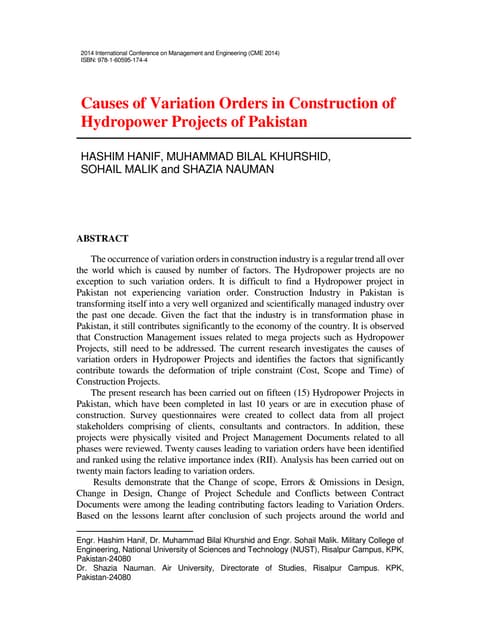 Critical Review on Causes and Effects of Variation Order on ...