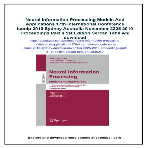 Neural Information Processing Models And Applications 17th ...