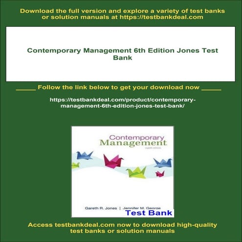 Contemporary Management 6th Edition Jones Test Bank | PDF