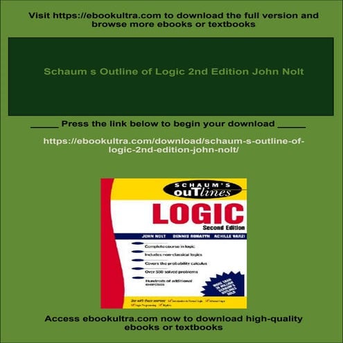 Schaum s Outline of Logic 2nd Edition John Nolt | PDF