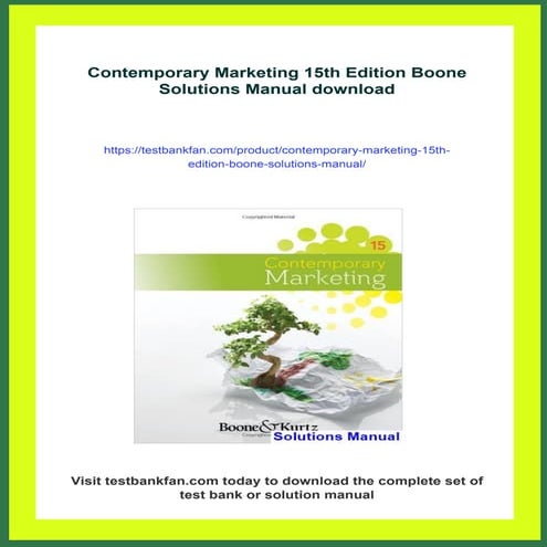 Contemporary Marketing 15th Edition Boone Solutions Manual | PDF