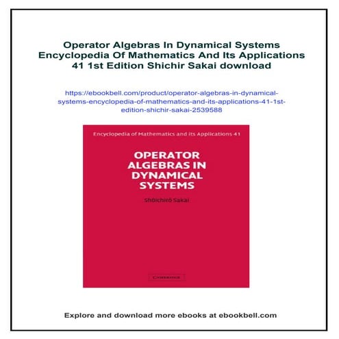 Operator Algebras In Dynamical Systems Encyclopedia Of Mathematics And ...