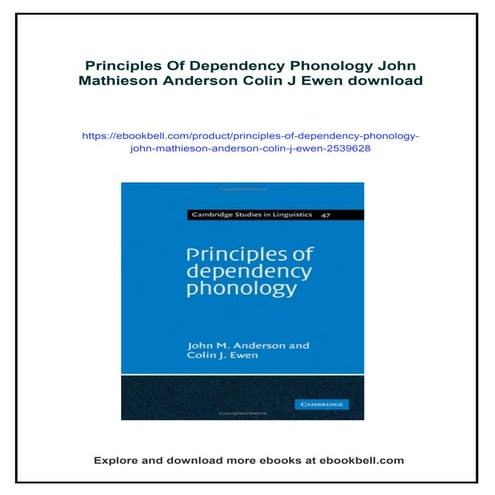 Principles Of Dependency Phonology John Mathieson Anderson Colin J Ewen ...