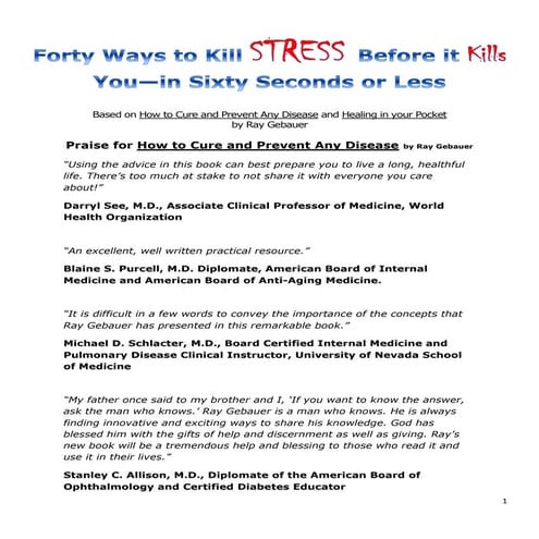 Forty Ways to Kill Stress Before it Kills You | PDF