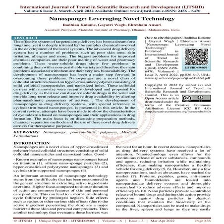 Nanosponge Leveraging Novel Technology | PDF
