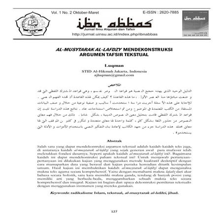 Luqman - Al-musytarak Al-lafdzi Mendekonstruksi Argumen Tafsir Tekstual ...