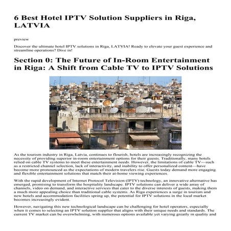 6 Best Hotel IPTV Solution Suppliers in Riga, LATVIA | PDF