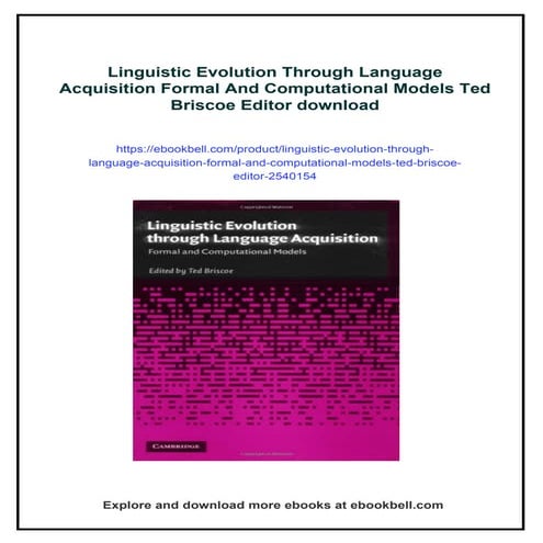 Linguistic Evolution Through Language Acquisition Formal And Computational Models Ted Briscoe ...