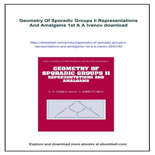 Geometry Of Sporadic Groups Ii Representations And Amalgams 1st A A ...