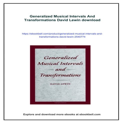 Generalized Musical Intervals And Transformations David Lewin | PDF