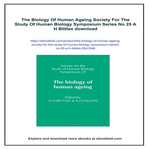 The Biology Of Human Ageing Society For The Study Of Human Biology ...