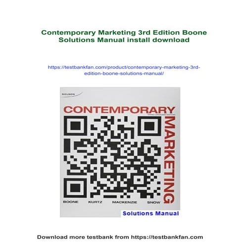 Contemporary Marketing 3rd Edition Boone Solutions Manual | PDF