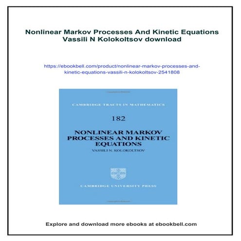 Nonlinear Markov Processes And Kinetic Equations Vassili N Kolokoltsov | PDF