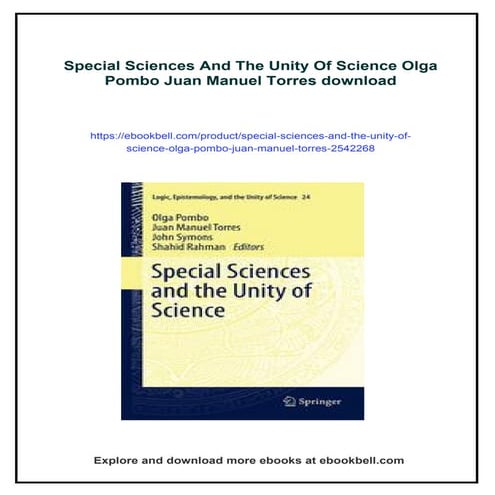Special Sciences And The Unity Of Science Olga Pombo Juan Manuel Torres | PDF