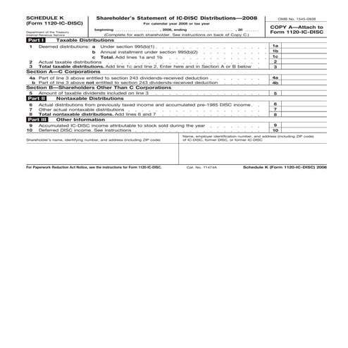 Form 1120-IC-DISC (Schedule K) Shareholder's Statement of IC-DISC ...
